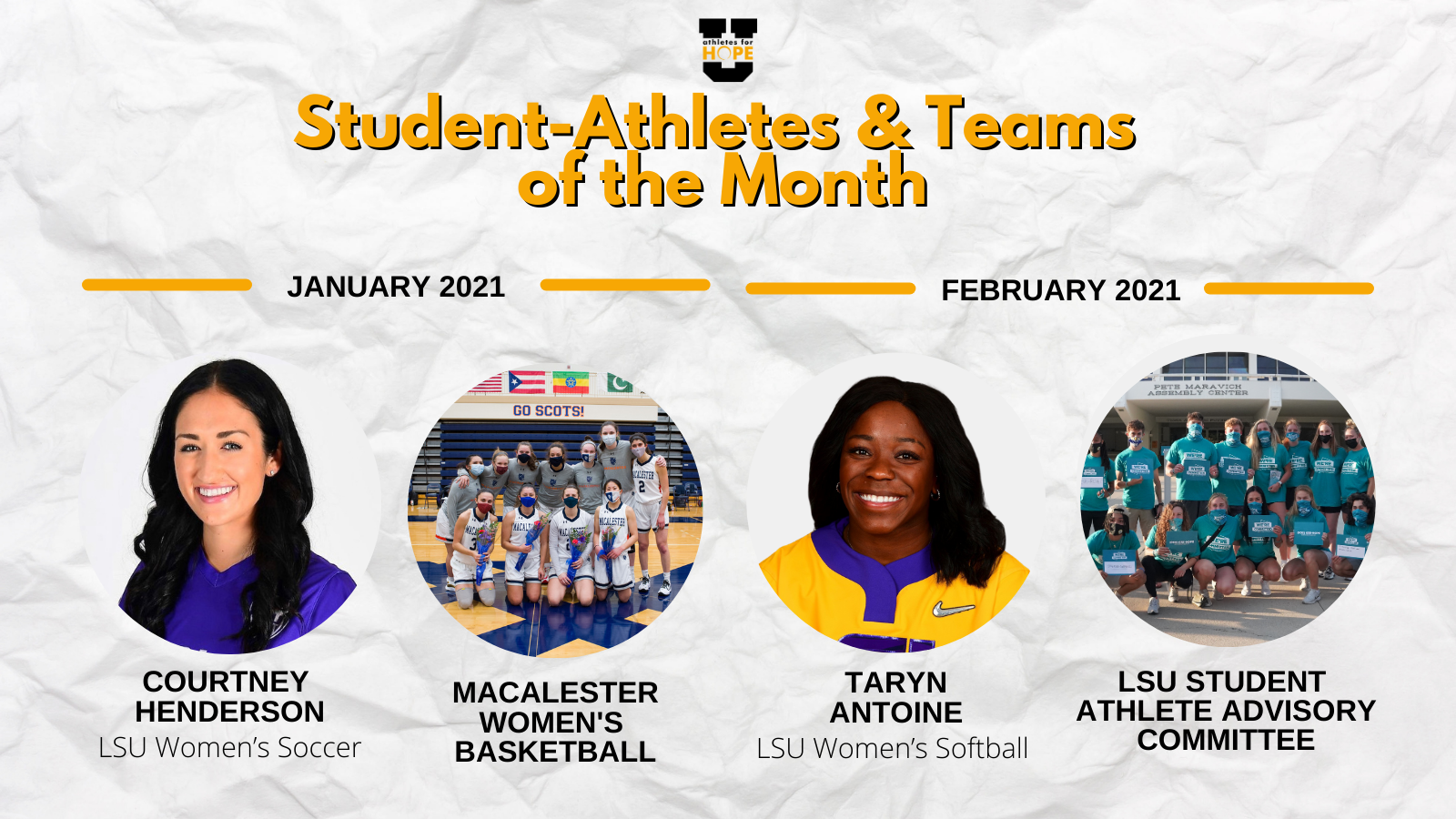 January & February AFH University Student-Athletes & Teams of the Month ...